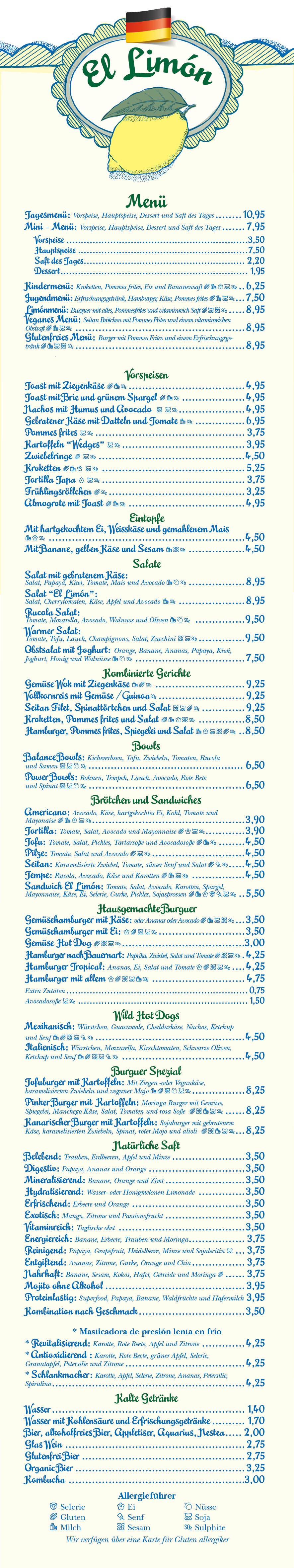 Carta El Limon Vegetariano
